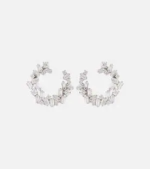SUZANNE KALAN Chloe 18kt Gold Hoop Earrings With Diamonds - White