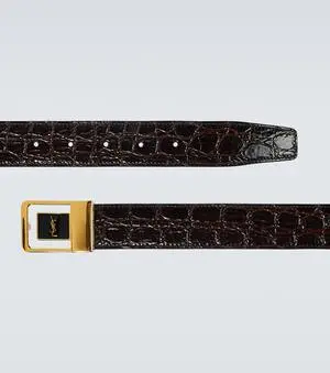 Saint Laurent La 66 Croc-effect Leather Belt