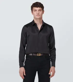 Saint Laurent La 66 Croc-effect Leather Belt