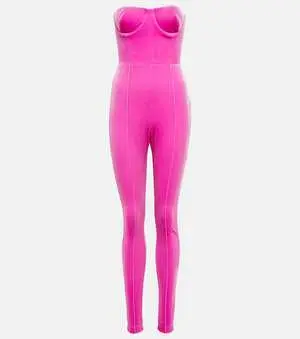 Alex Perry Strapless Velvet Jumpsuit