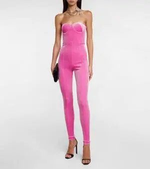 Alex Perry Strapless Velvet Jumpsuit