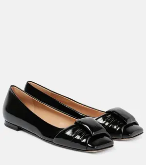 GIANVITO ROSSI Paradi Bow-detail Leather Ballet Flats