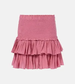 MARANT ETOILE Naomi Shirred Ruffled Miniskirt - Pink