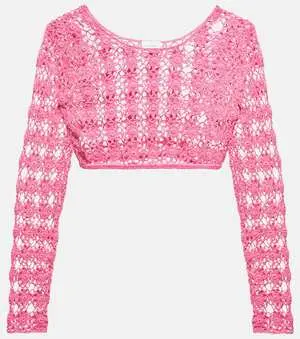 Anna Kosturova Bella Crochet Crop Top - Pink