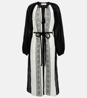 Tory Burch Embroidered Linen Kaftan - Multicoloured