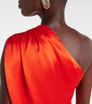 THE SEI Asymmetric One-shoulder Silk Satin Top - Red