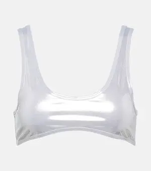 REINA OLGA Coolio Lame Bikini Top - Silver