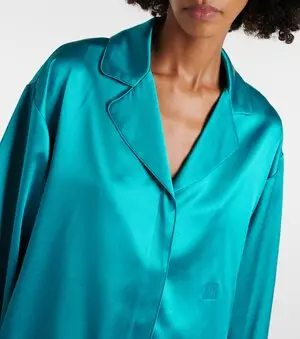 Max Mara Elegante Vasaio Silk Pajama Shirt - Blue