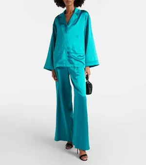 Max Mara Elegante Vasaio Silk Pajama Shirt - Blue