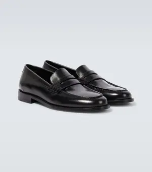 Manolo Blahnik Perry Leather Penny Loafers