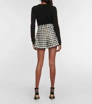 Balmain High-rise Checked Wool-blend Shorts
