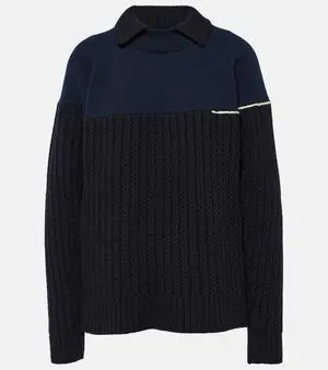 Victoria Beckham Double-collar Wool Sweater