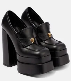 Versace Aevitas Leather Platform Loafers
