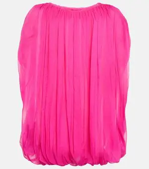 Rick Owens Gathered Silk Chiffon Top - Pink