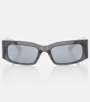 Balenciaga Logo Rectangular Sunglasses - Black