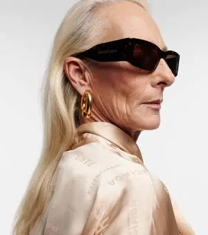 Balenciaga Logo Rectangular Sunglasses