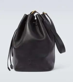 Miu Miu Logo Leather Bucket Bag