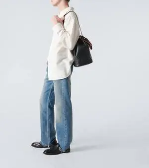 Miu Miu Logo Leather Bucket Bag