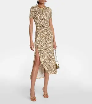 Rabanne Leopard-print Jersey Midi Dress - Multicoloured