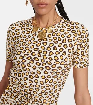 Rabanne Leopard-print Jersey Midi Dress - Multicoloured