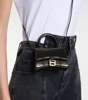 Balenciaga Hourglass Mini Leather Crossbody Bag