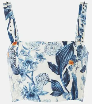 Agua Bendita Cacao Floral Crop Top - White