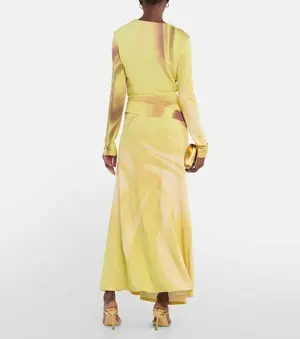 Simkhai Anika Printed Draped Midi Skirt