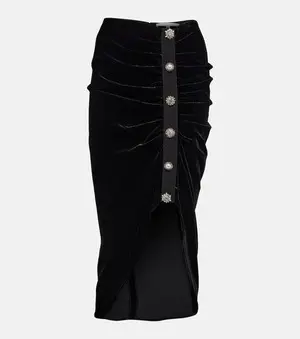 Veronica Beard Ari Embellished Velvet Midi Skirt