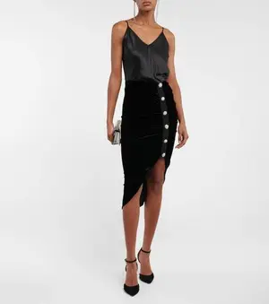 Veronica Beard Ari Embellished Velvet Midi Skirt