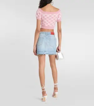 Alessandra Rich Embellished Denim Miniskirt