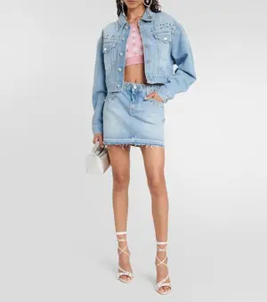 Alessandra Rich Embellished Denim Miniskirt