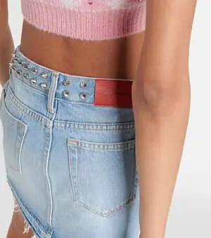 Alessandra Rich Embellished Denim Miniskirt