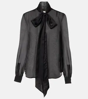 Saint Laurent Bow Detail Silk Blouse