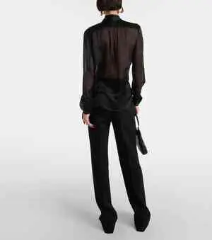 Saint Laurent Bow Detail Silk Blouse