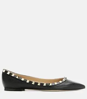Valentino Garavani Rockstud Leather Ballerinas - Black