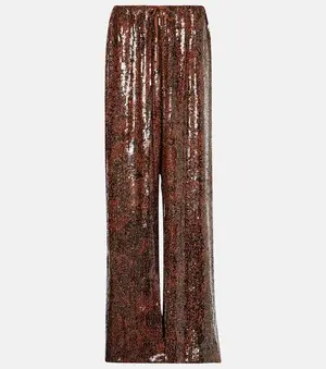Dries Van Noten Sequined Wide-leg Pants