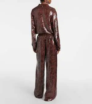 Dries Van Noten Sequined Wide-leg Pants