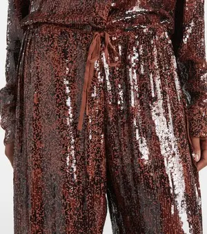 Dries Van Noten Sequined Wide-leg Pants