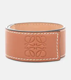 Loewe Anagram Leather Snap Bracelet - Brown
