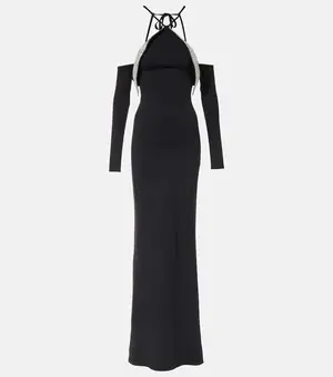 David Koma Crystal-embellished Gown - Black