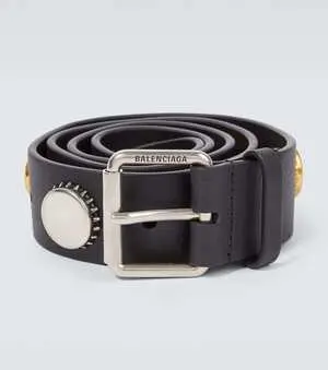 Balenciaga Embellished Leather Belt - Black