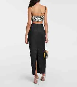 Staud Jada Embellished Linen Maxi Dress