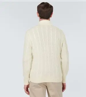 Polo Ralph Lauren Cable-knit Wool And Cashmere Quarter Zip Sweater - White