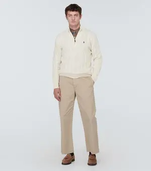Polo Ralph Lauren Cable-knit Wool And Cashmere Quarter Zip Sweater - White