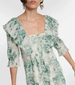 GANNI Pleated Georgette Minidress