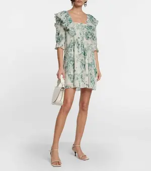 GANNI Pleated Georgette Minidress