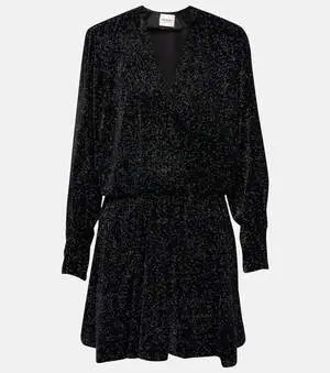 MARANT ETOILE Alexane Glitter Velvet Mini Dress