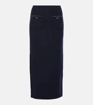 SELF-PORTRAIT Wool And Cotton-blend Midi Skirt