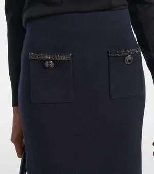 SELF-PORTRAIT Wool And Cotton-blend Midi Skirt