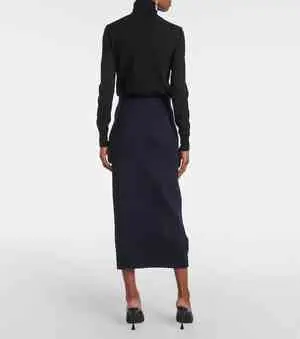 SELF-PORTRAIT Wool And Cotton-blend Midi Skirt